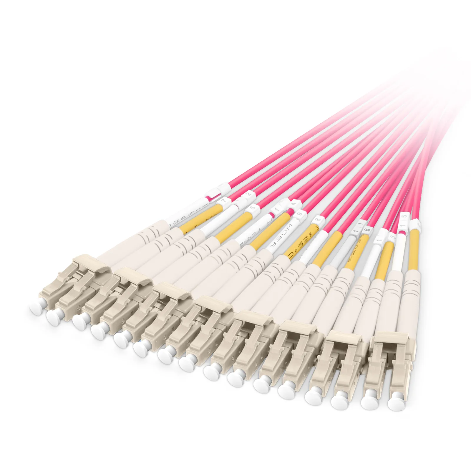 2m (7ft) Arnés MMC, MMC-16 APC (hembra) a 8 x LC UPC Dúplex, 16 Fibras ...