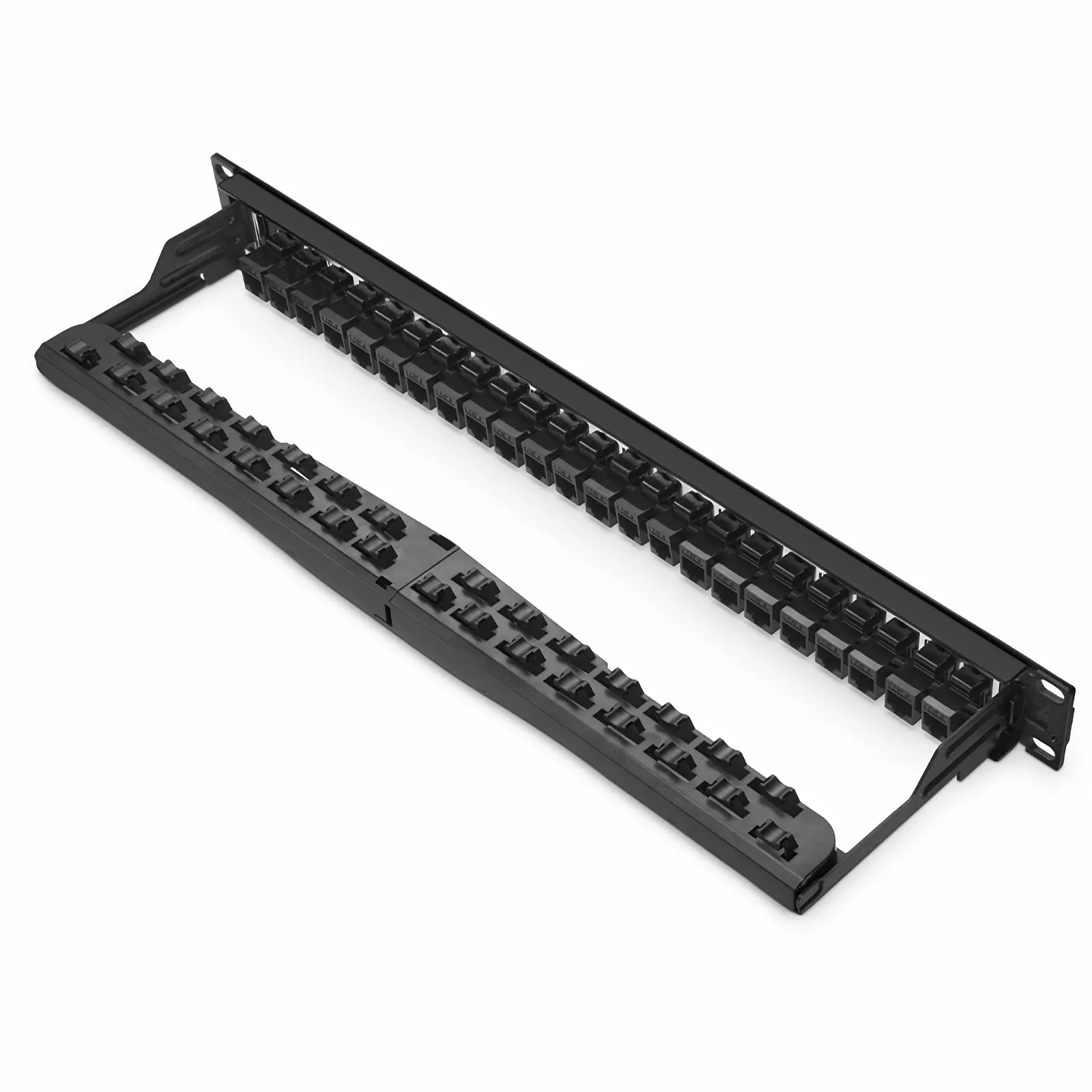 Cat6 Unshielded Coupler Patch Panel, 24-Port, 1RU, Cable Management Bar ...