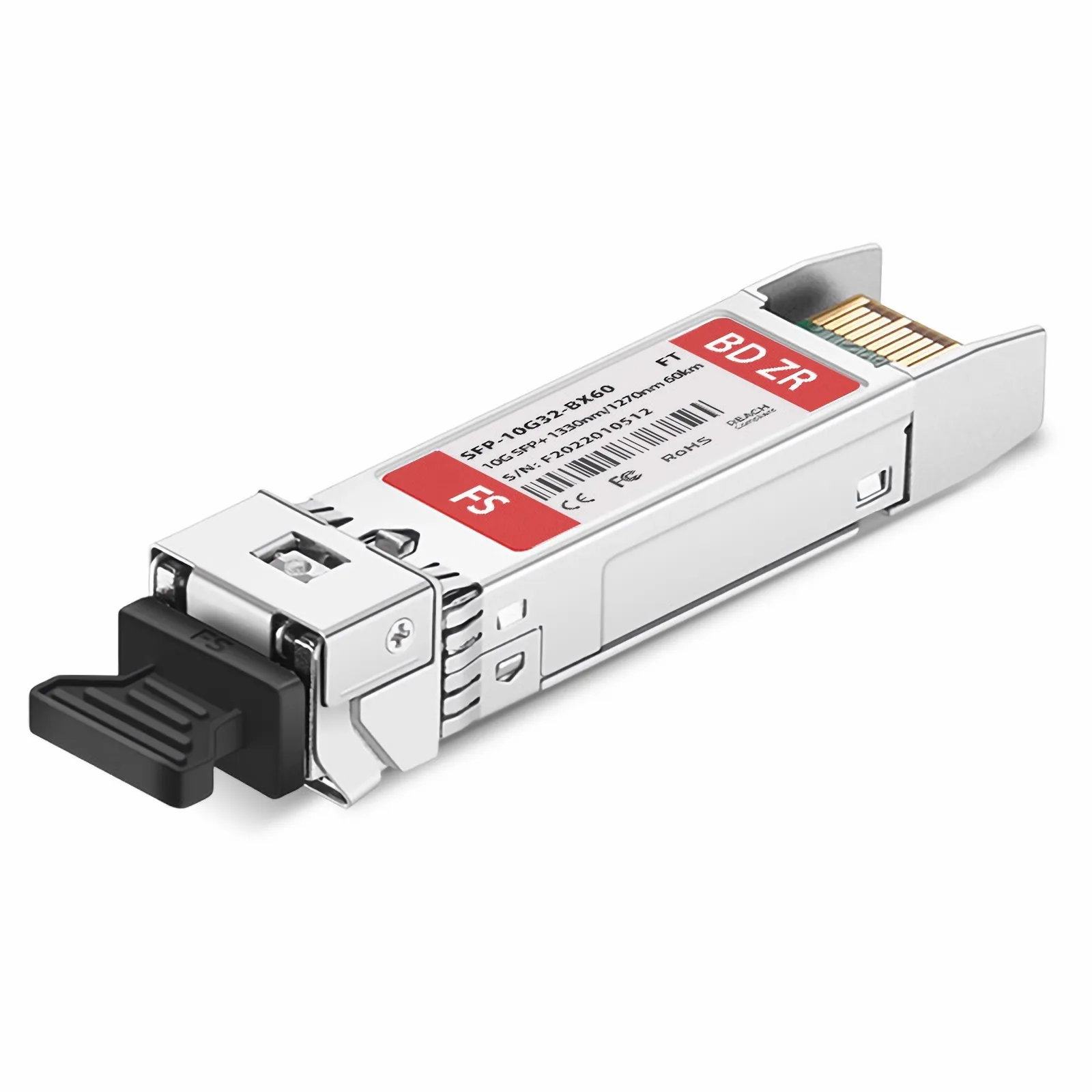 Fortinet FN-TRAN-SFP+LR Compatible 10GBASE-BX60-D BiDi SFP+ 1330nm-TX/1270nm-RX 60km DOM Simplex ...