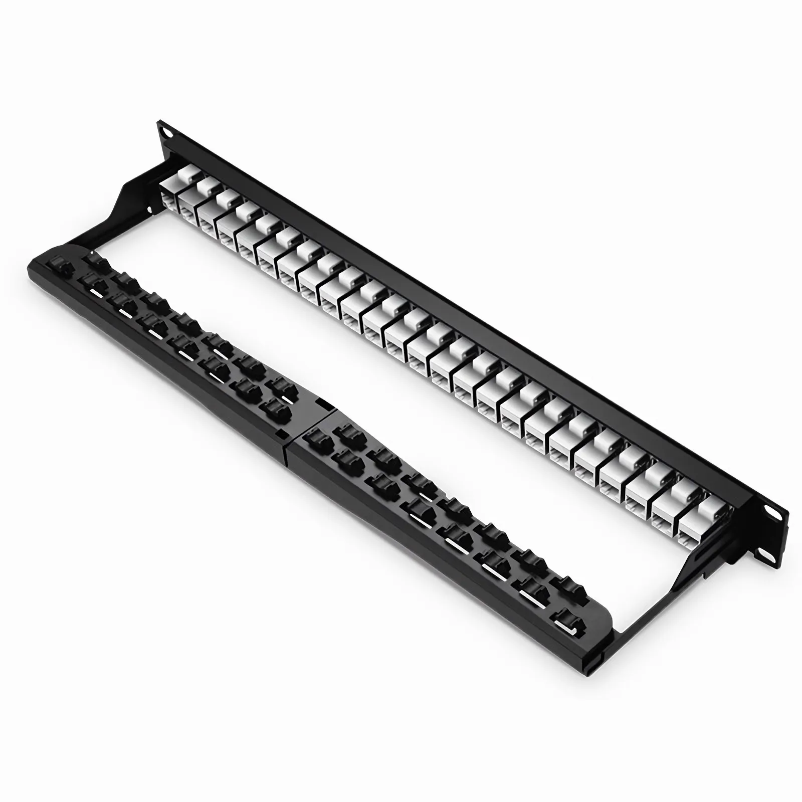 Cat6 Shielded Coupler Patch Panel, 24-Port, 1RU, Cable Management Bar ...