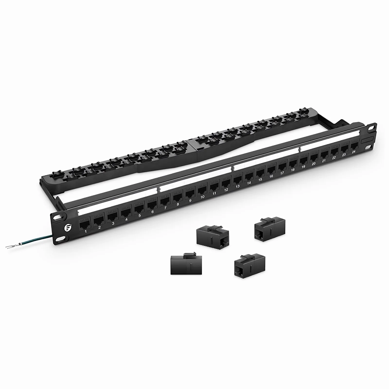Cat6a Unshielded Coupler Patch Panel, 24-Port, 1RU, Cable Management ...