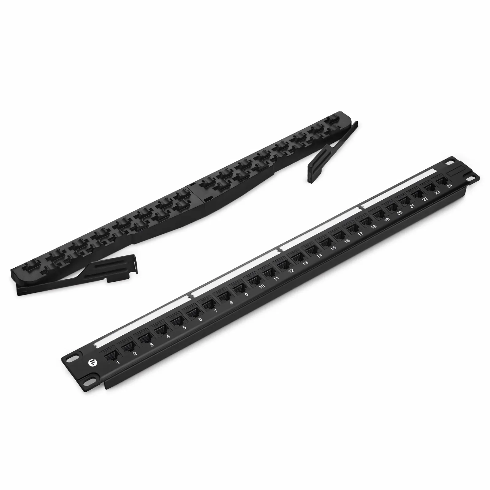 Cat6 Unshielded Coupler Patch Panel, 24-Port, 1RU, Cable Management Bar ...
