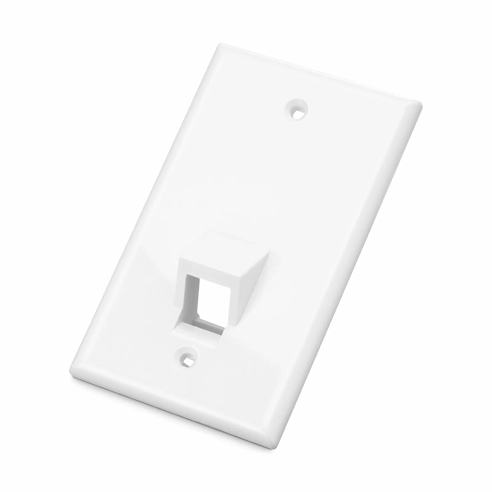 SyncEase One Port Keystone Single Gang Wall Plate, White - FS.com