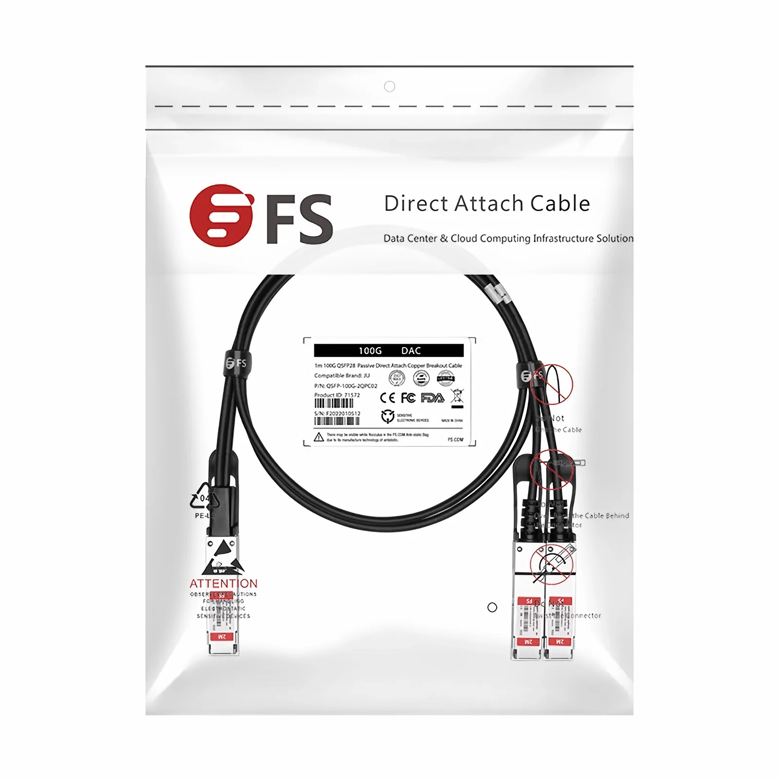 2m(7ft) Juniper Networks JNP-100G-2X50G-2M Compatible 100G QSFP28 to 2 ...