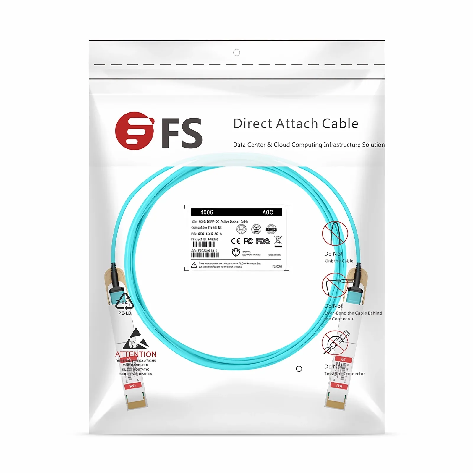 15m (49ft) 400G QSFP-DD Active Optical Cable for FS Switches - FS.com ...