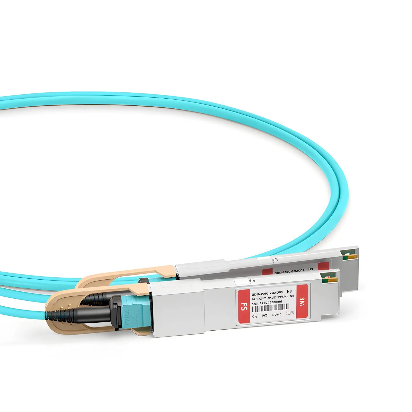 3m (10ft) H3C Compatible 400G QSFP-DD to 2 x 200G QSFP56 Active Optical ...