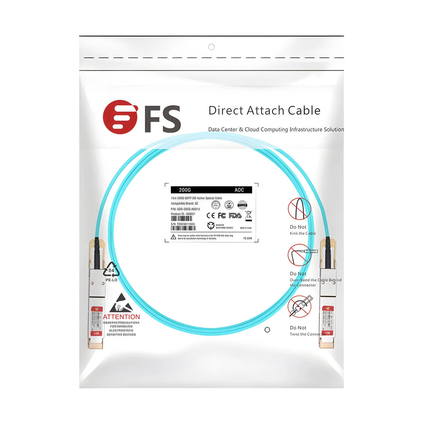 15m (49ft) Dell Compatible 200G QSFP-DD Active Optical Cable - FS.com