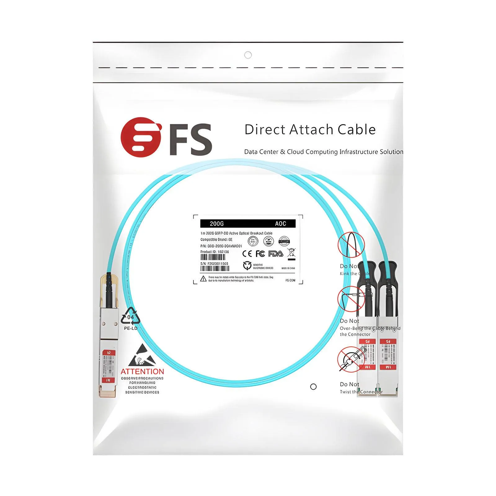 5m (16ft) Dell AOC-Q28DD-2Q28-100G-5M Compatible 200G QSFP-DD 8 x 25G ...