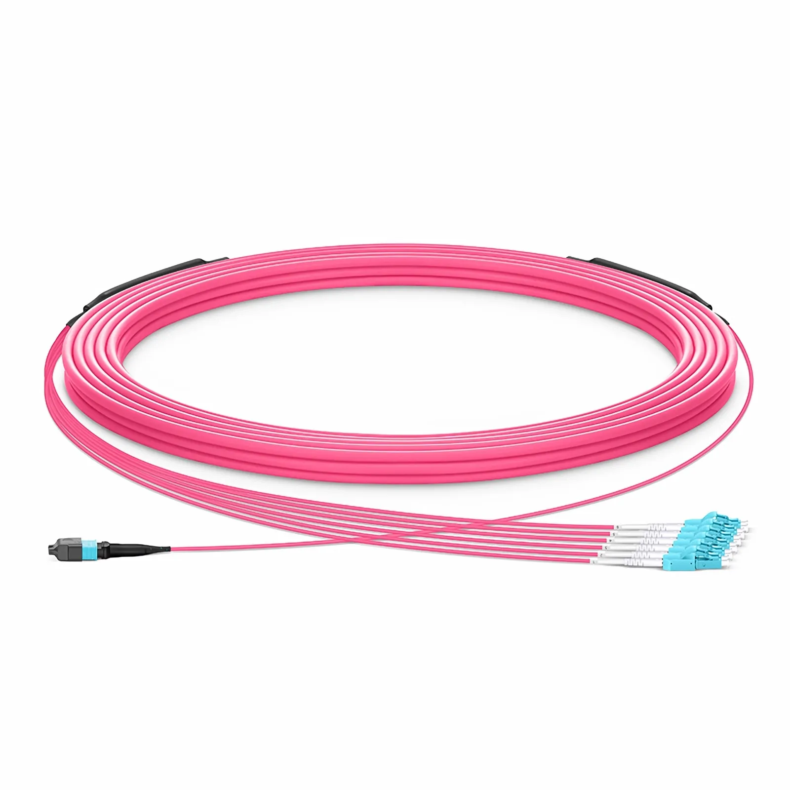 30m (98ft) MTP® Hybrid Trunk Cable, MTP®-12 UPC (Female) to 6 LC UPC ...