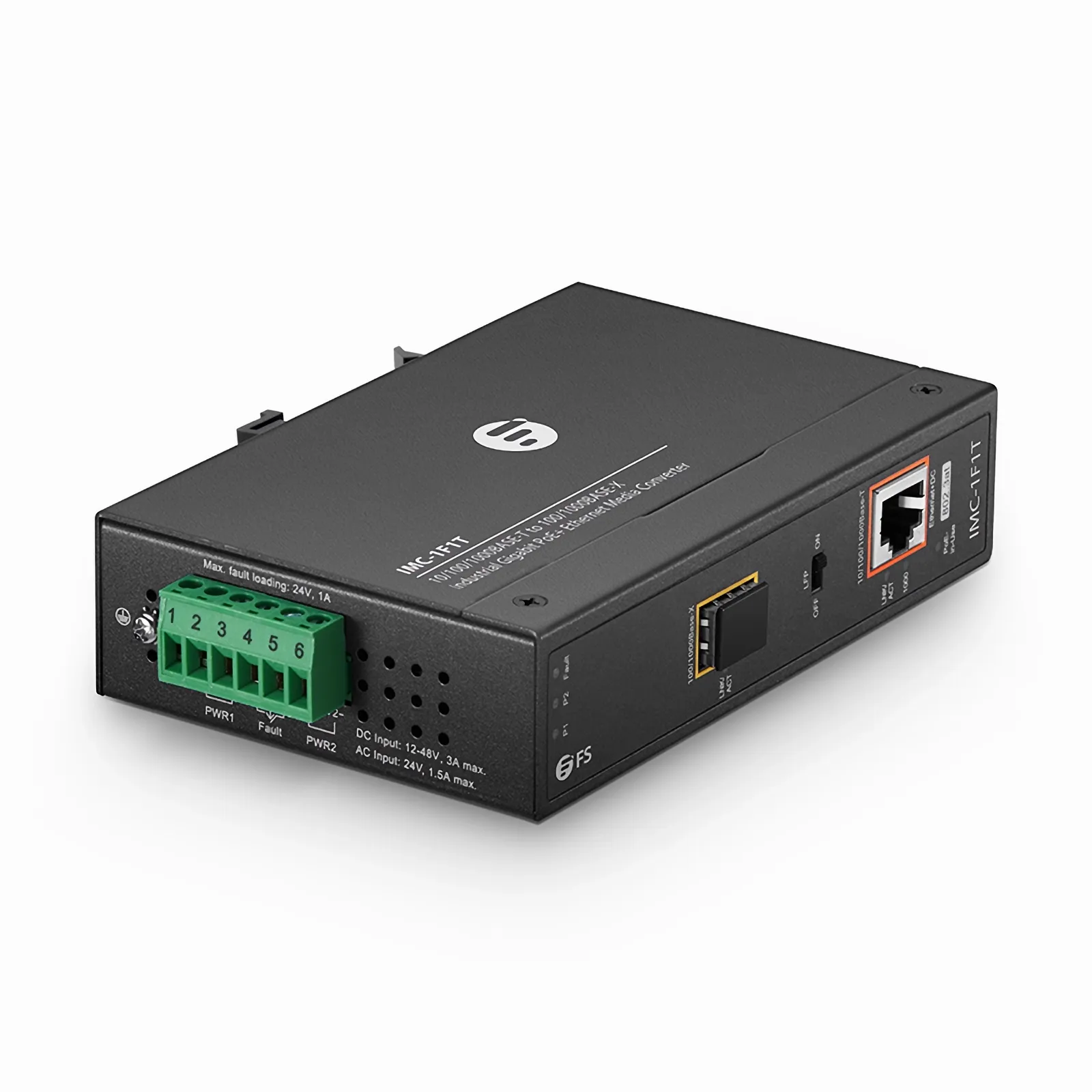 Industrial Unmanaged 10/100/1000Base-T RJ45 to 100/1000Base-T SFP PoE+ media converter - FS.com