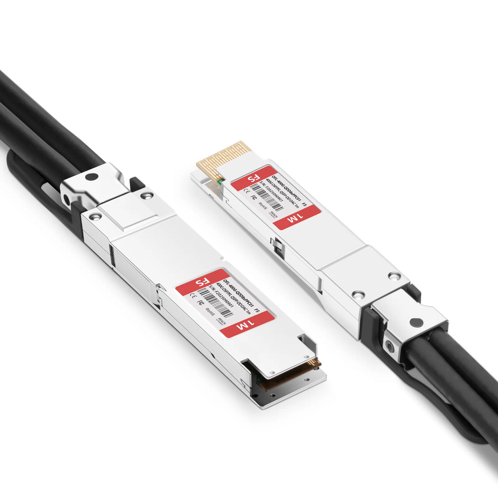 1m (3ft) 400G OSFP Flat Top to 400G QSFP-DD Passive Direct Attach Copper Twinax Cable for FS ...