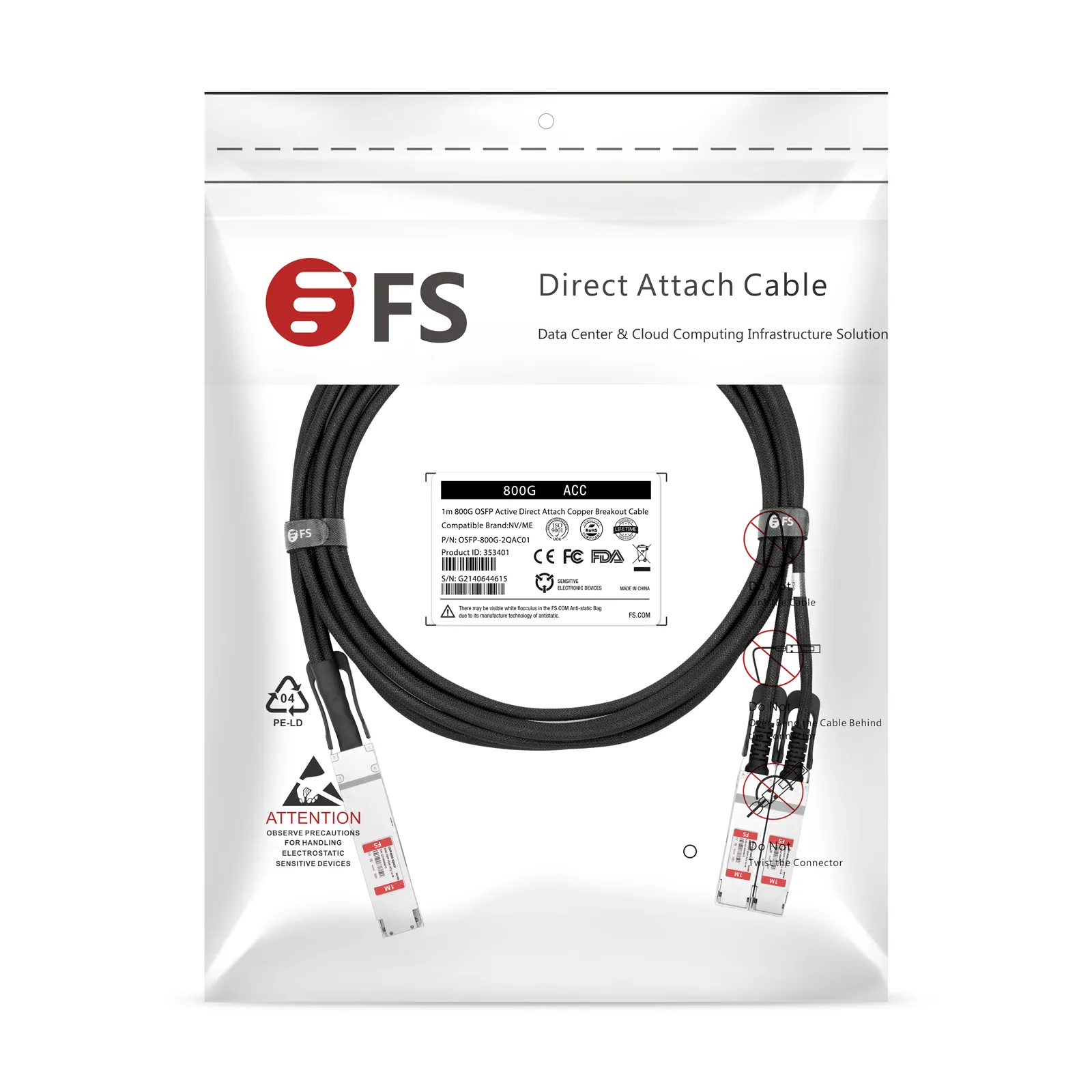Cable breakout de cobre de conexión directa activa compatible con ...