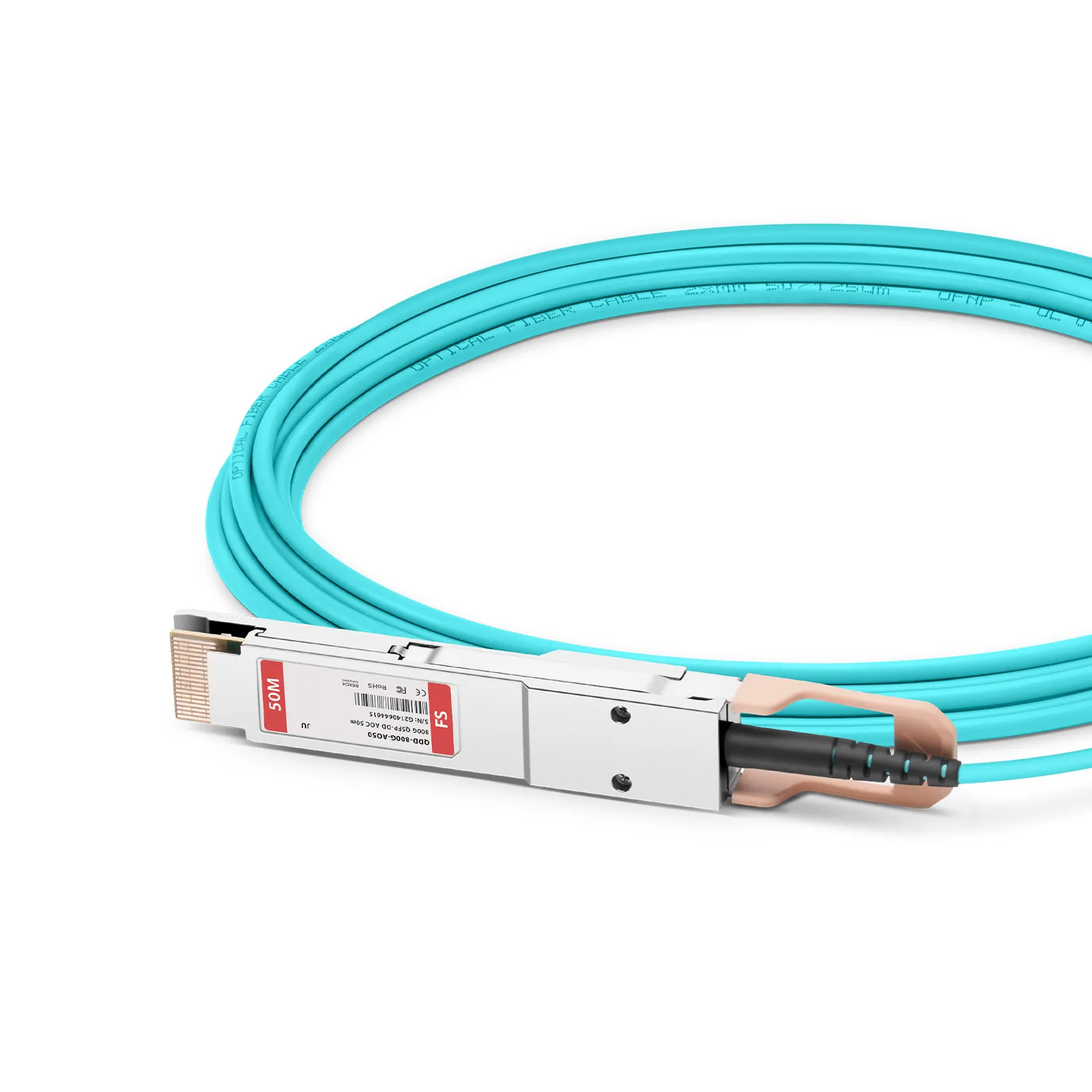 50m (164ft) Juniper Networks QDD-800G-AOC-50M Compatible 800G QSFP-DD Active Optical Cable - FS ...