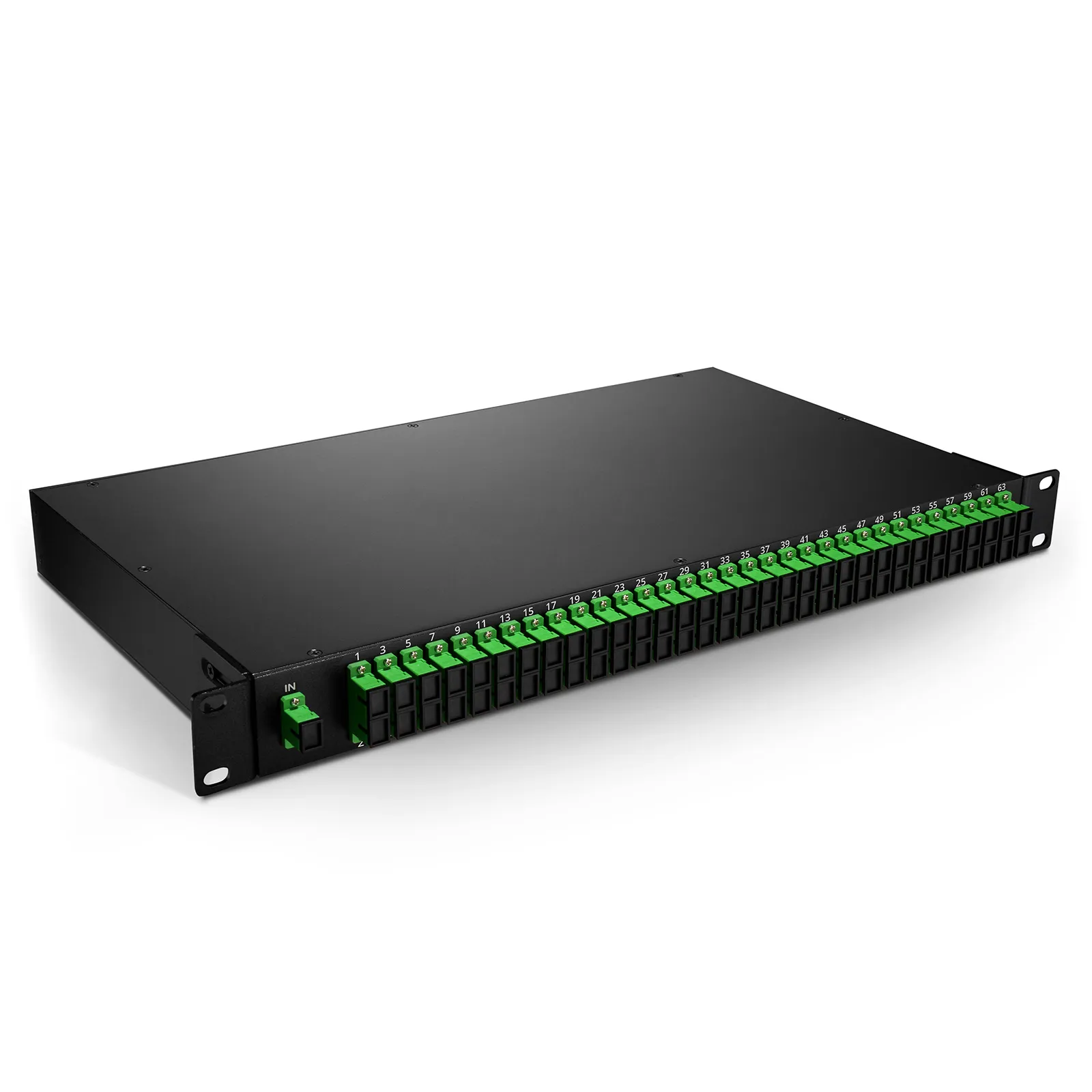 1 x 64 PLC Fiber Splitter, 1U 19" Rack Mount, SC/APC, Singlemode - FS.com