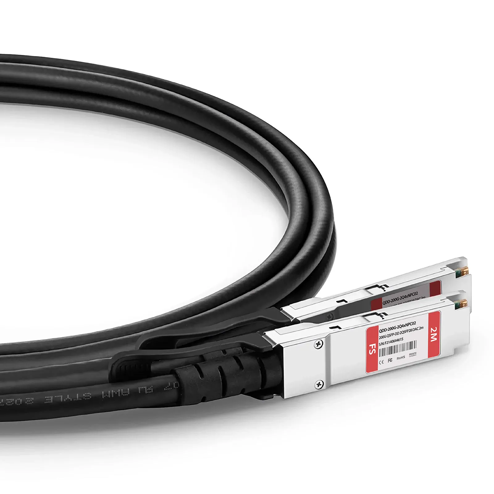 2m (7ft) Cisco Compatible 200G QSFP-DD to 2 x 100G QSFP28 Passive ...