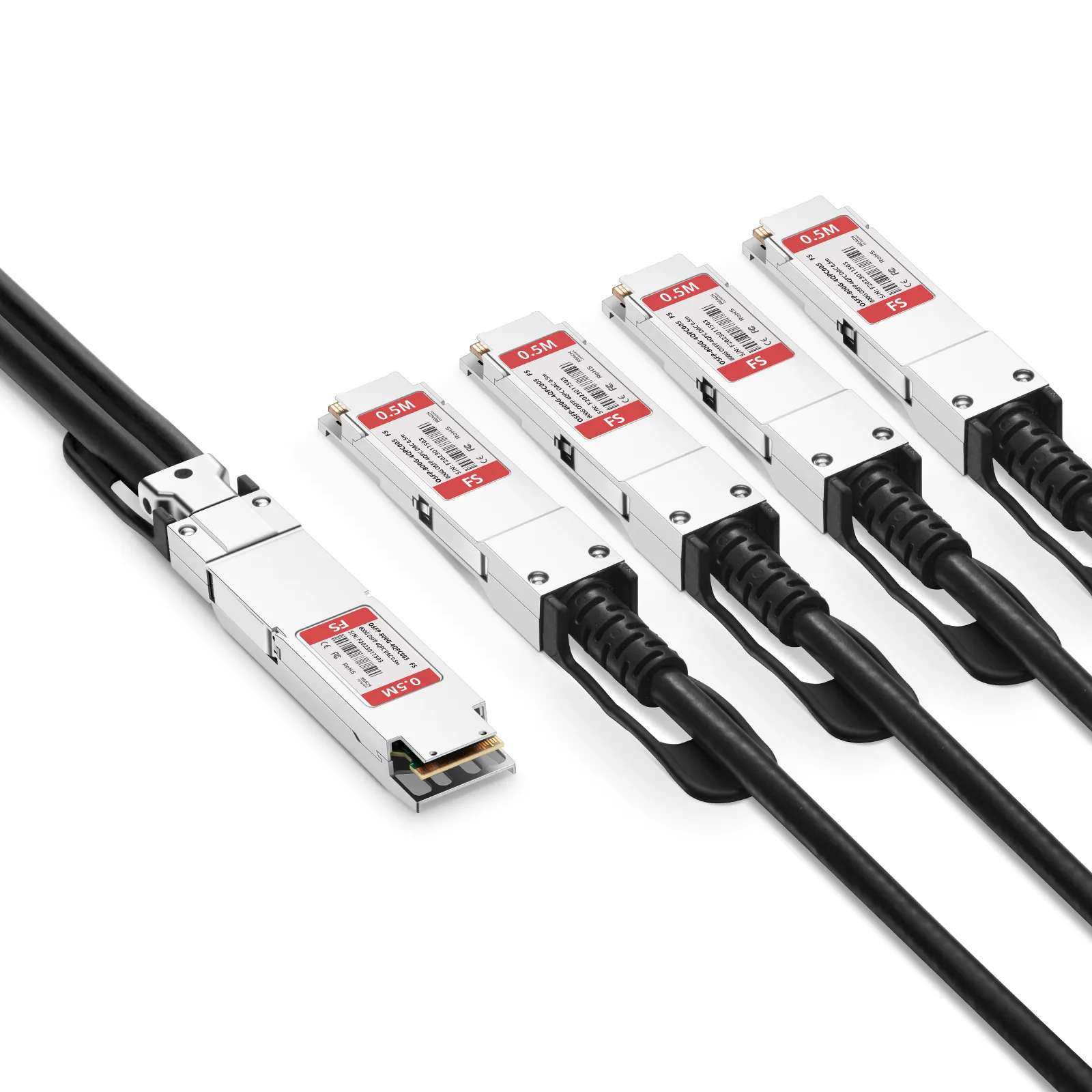 0.5m (2ft) 800G Twin-port OSFP Finned Top to 4 x 200G QSFP112 Passive ...