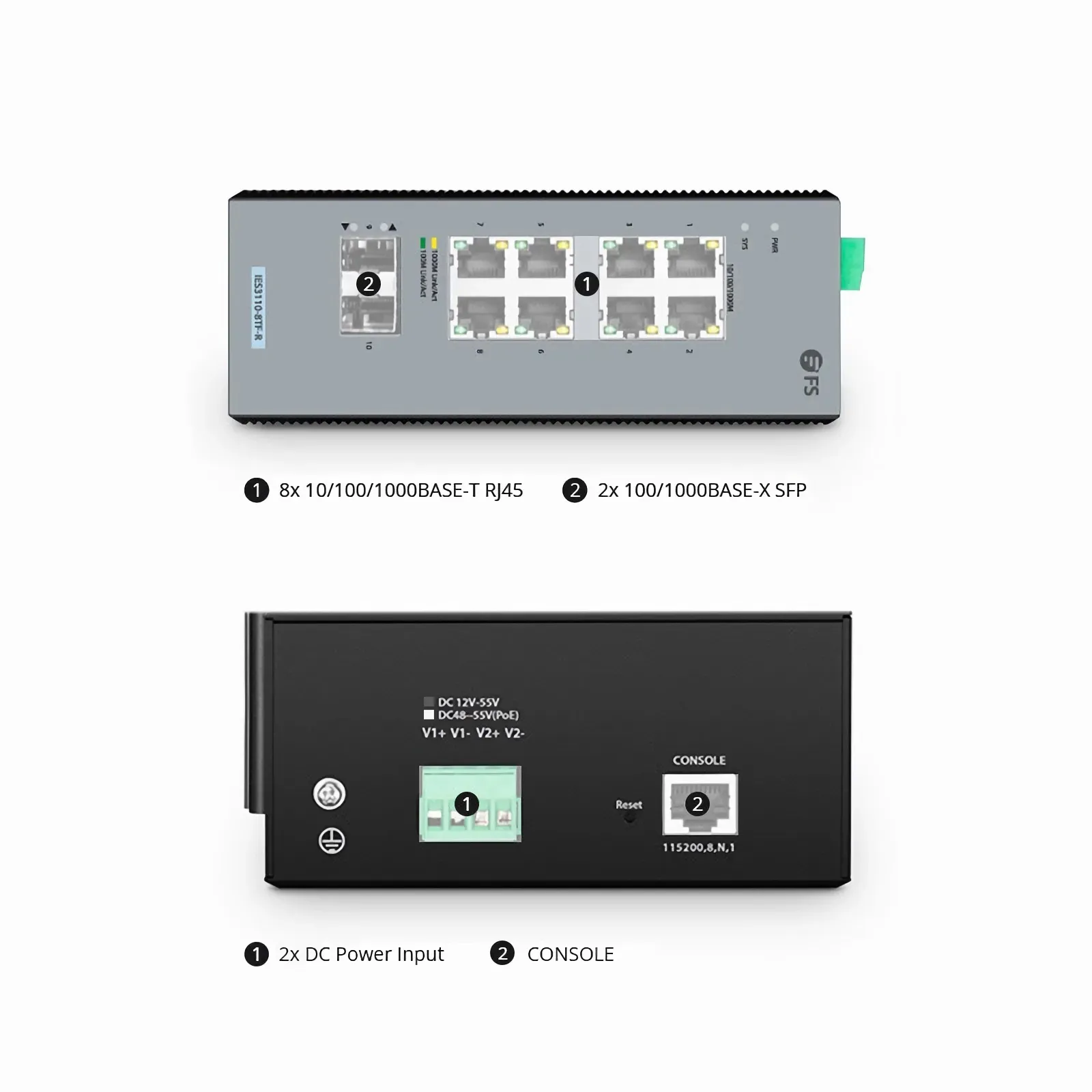 IES3110-8TF-R, 8-Port Gigabit Ethernet L2+ Managed Industrial Switch, 8 ...