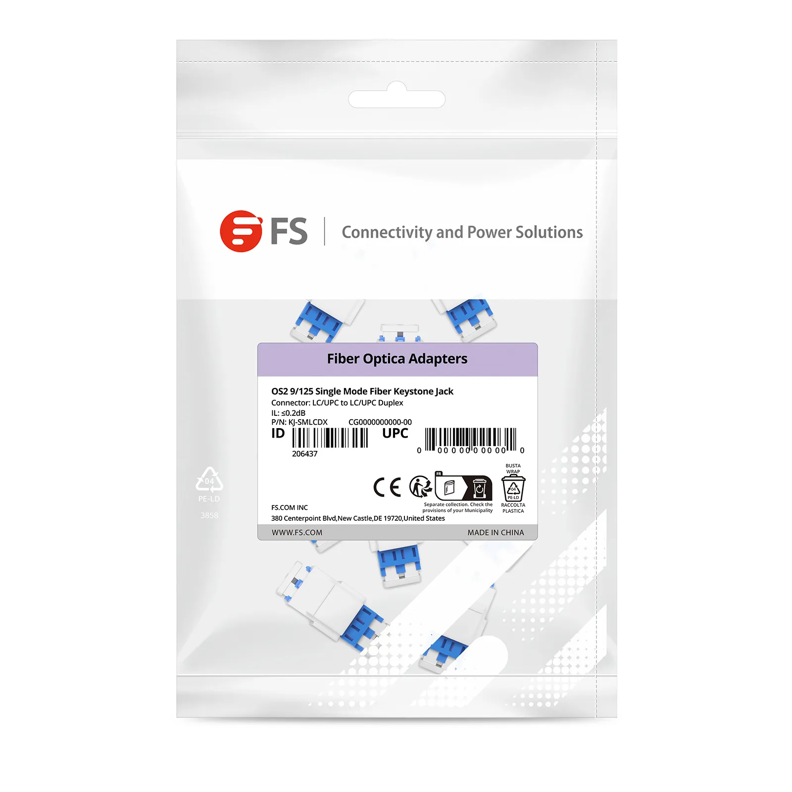 LC/UPC to LC/UPC Duplex Single Mode Fiber Keystone Jack, 10Pcs/Pack ...