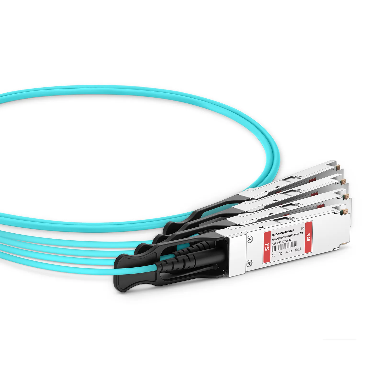 5m (16ft) 400G QSFP-DD to 4 x 100G QSFP56 Active Optical Breakout Cable ...
